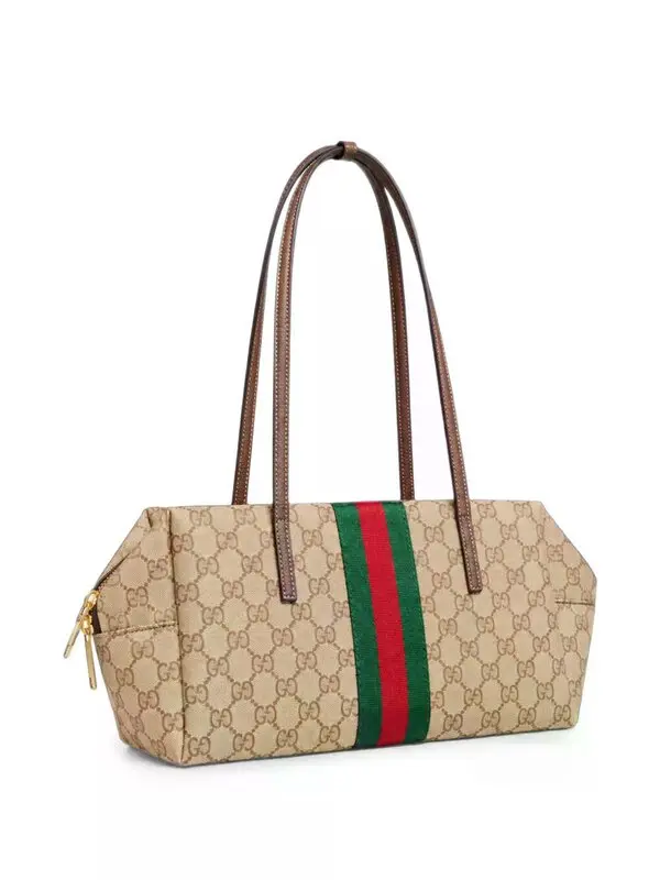 Gucci Gg Supreme Monogrammed Canvas Bag With Web Detail
