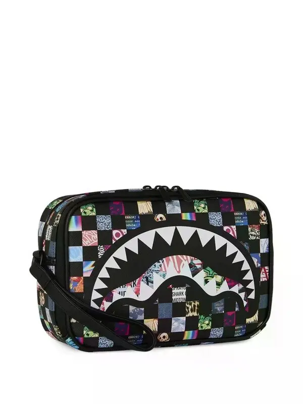 SPRAYGROUND Sharkverse Universe Checkered Wash Bag - Black