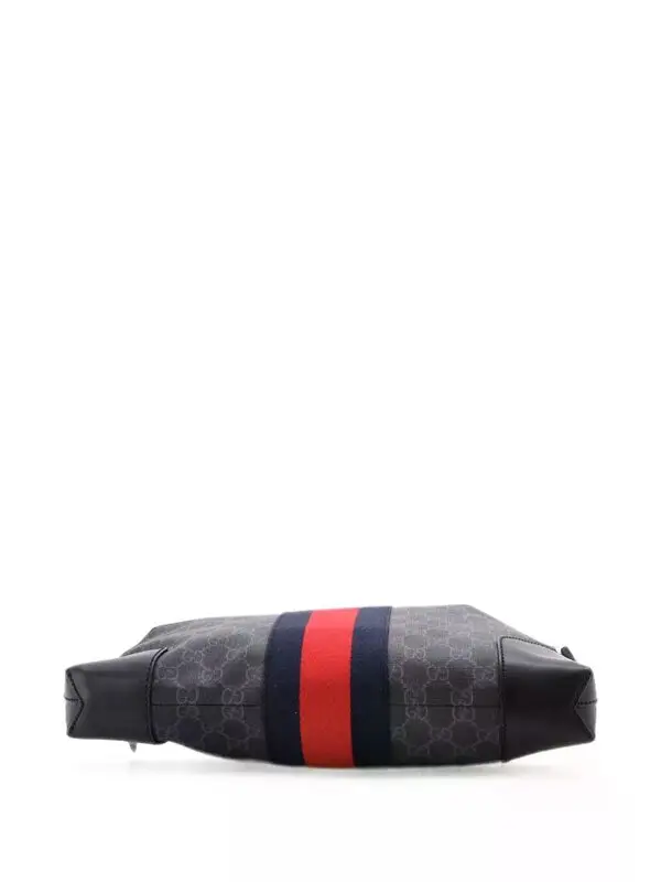 Gucci Web Zip Flat Messenger Gg Coated Canvas Medium Crossbody Bag