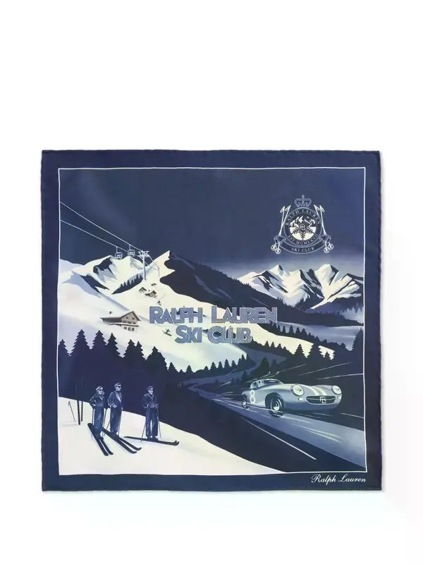 Ralph Lauren Purple Label Silk Graphic-print Pocket Square - Blue