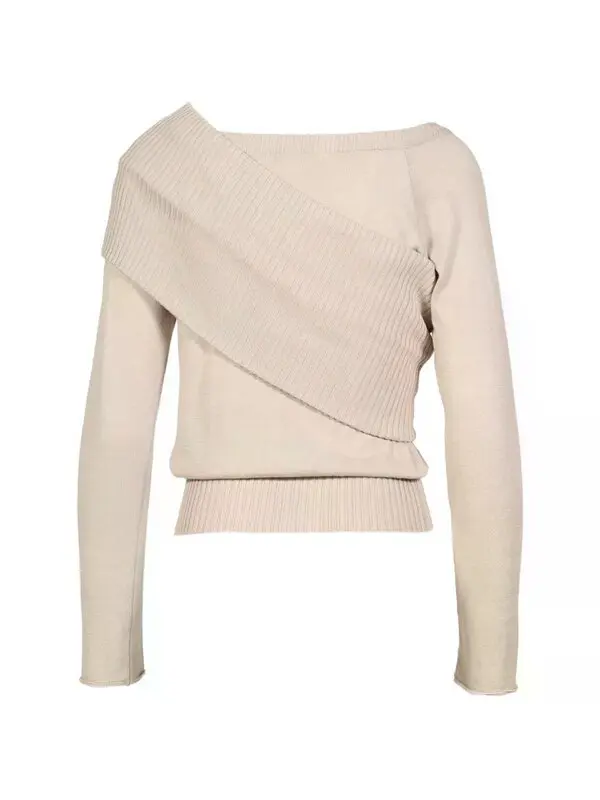 BOHEMSEO One-shoulder Ribbed Sweater