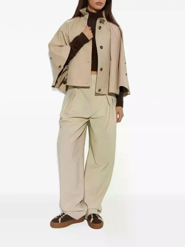 Max Mara Water-repellent Loose-fit Gabardine Cape Stone