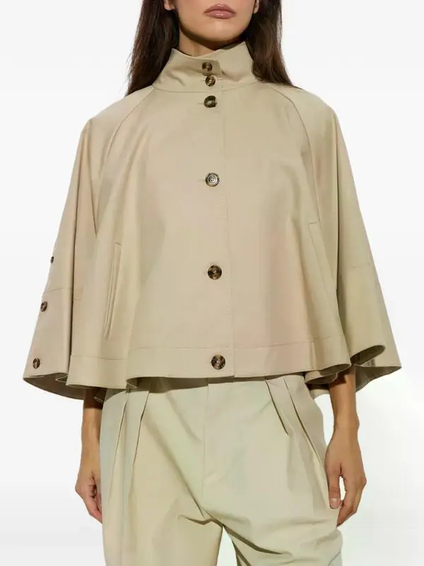 Max Mara Water-repellent Loose-fit Gabardine Cape Stone