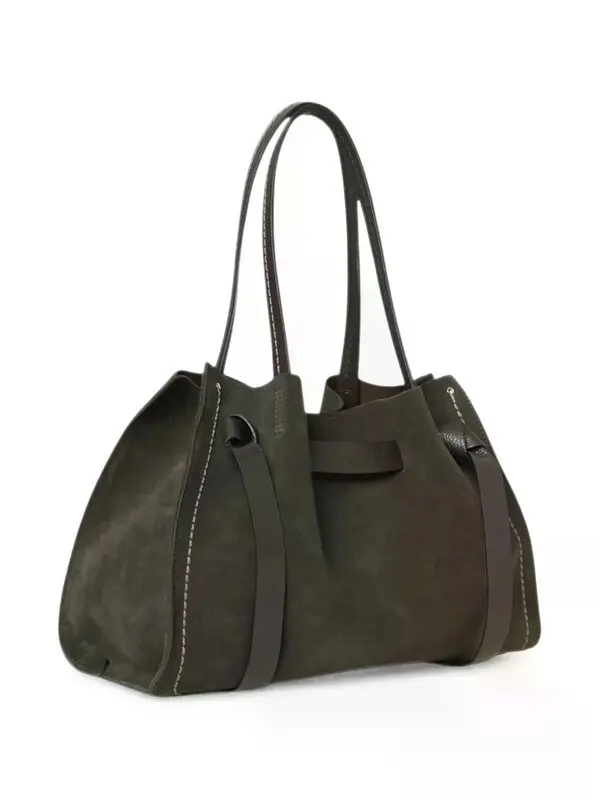 VISONA` Visona Vittoria Suede Contrast-stitch Shoulder Bag