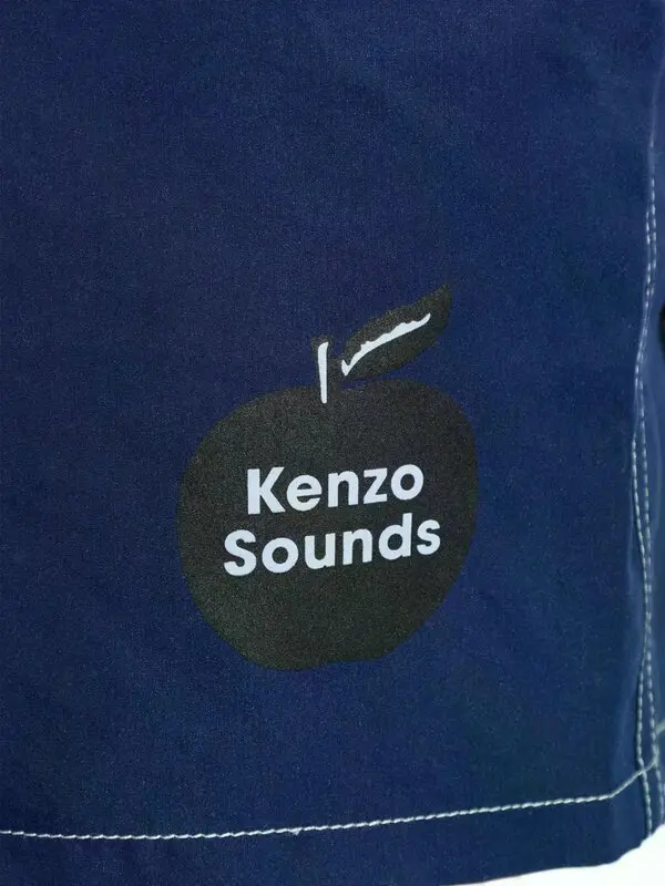 Kenzo Sounds Logo-print Swim Shorts - Blue