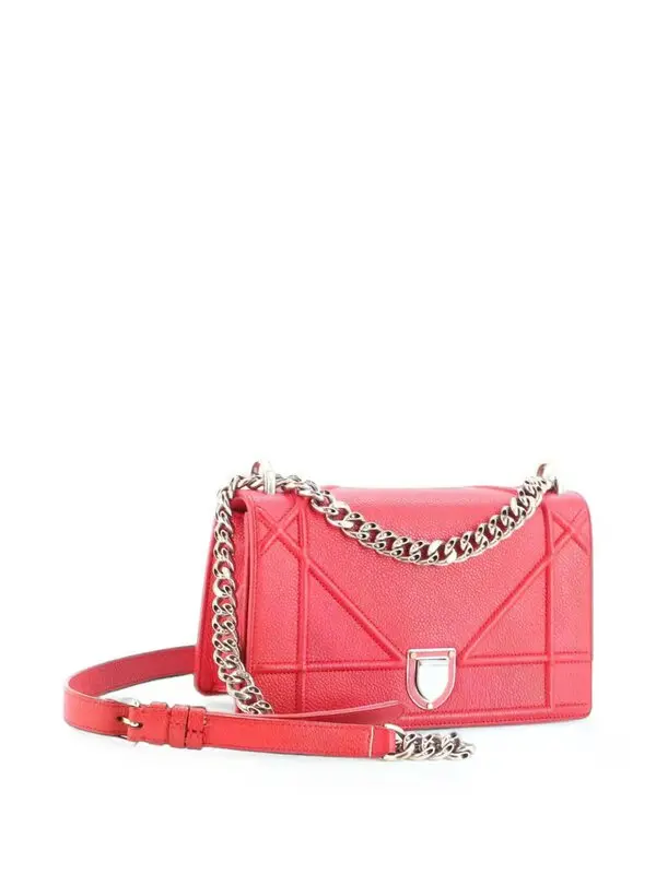 Dior Diorama Flap Bag Grained Calfskin Small Crossbody Bag - Red