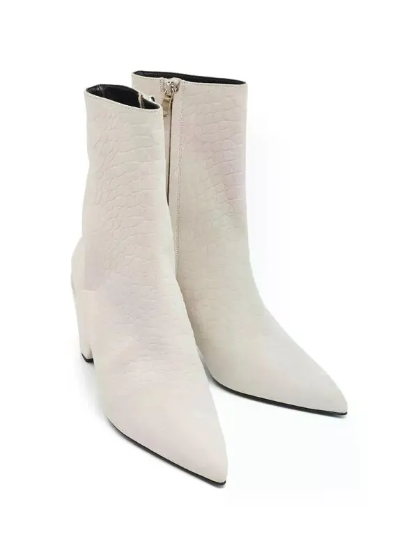Amiri Croc-embossed Pointed-toe Ankle Boots