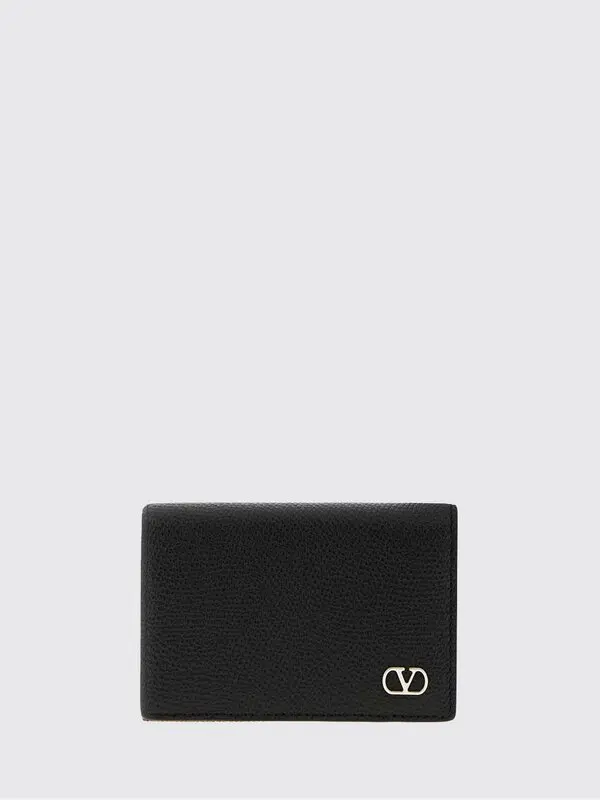Valentino Garavani Vlogo Signature Grained Leather Bifold Card Holder