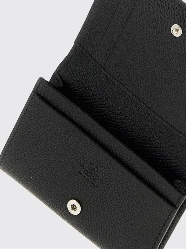 Valentino Garavani Vlogo Signature Grained Leather Bifold Card Holder
