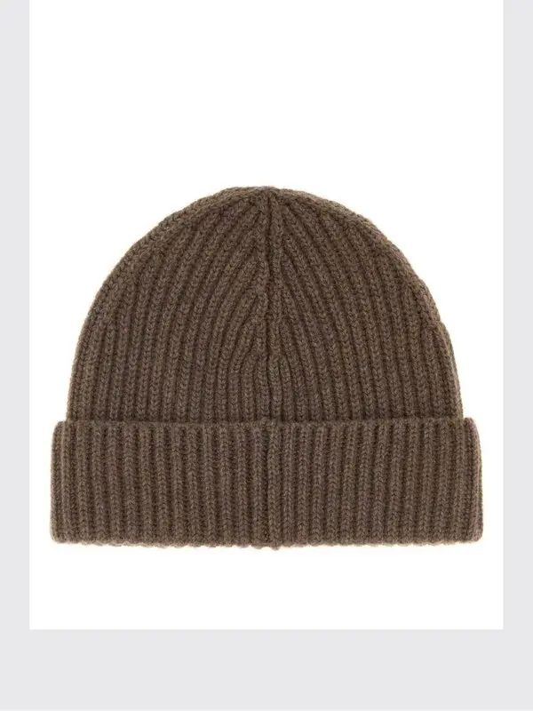 Loewe Ribbed Pure Cashmere Beanie With Cuff And Logo Patch - Sand