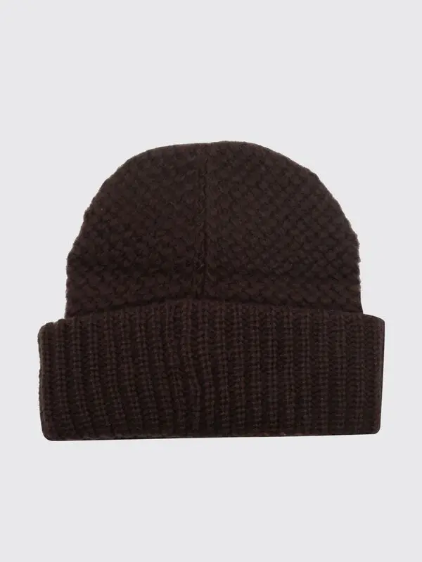 Pinko Rib-knit Beanie Hat With Cuff And Embroidered Logo - Brown
