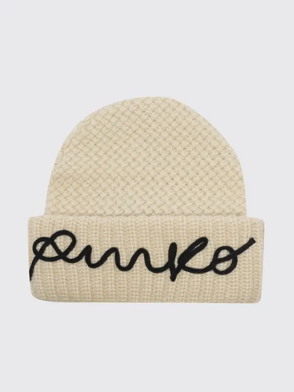 Pinko Rib-knit Beanie Hat - Yellow