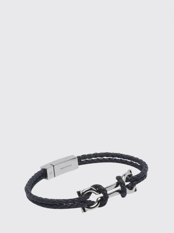 FERRAGAMO Woven Leather Gancini Bracelet With Magnetic Closure