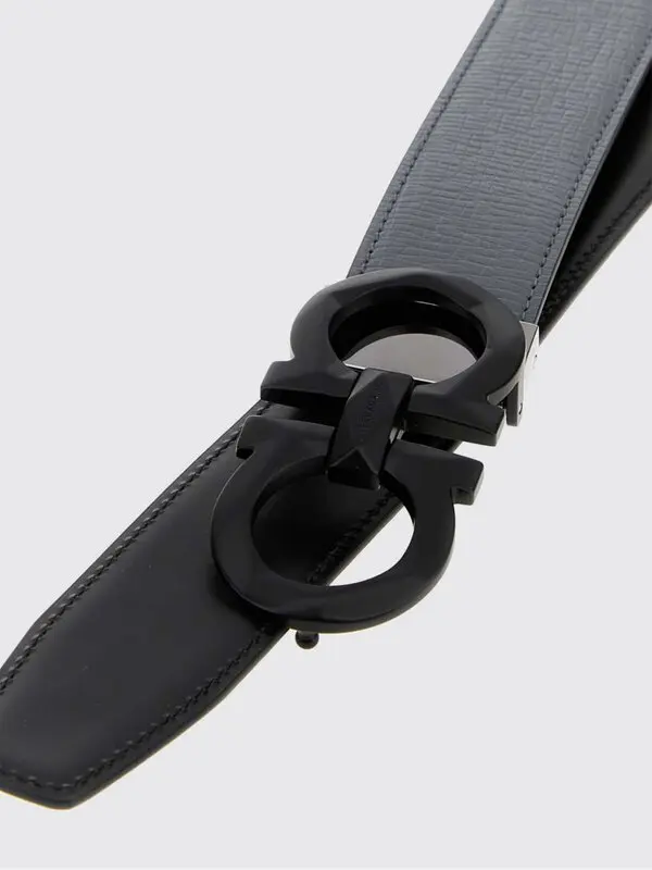 FERRAGAMO Reversible Leather Belt With Gancini Buckle - Black