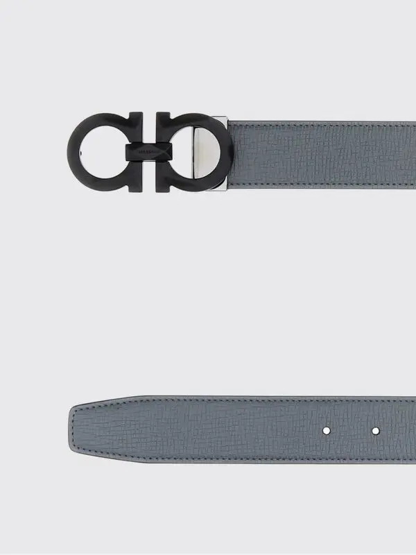 FERRAGAMO Reversible Leather Belt With Gancini Buckle - Black