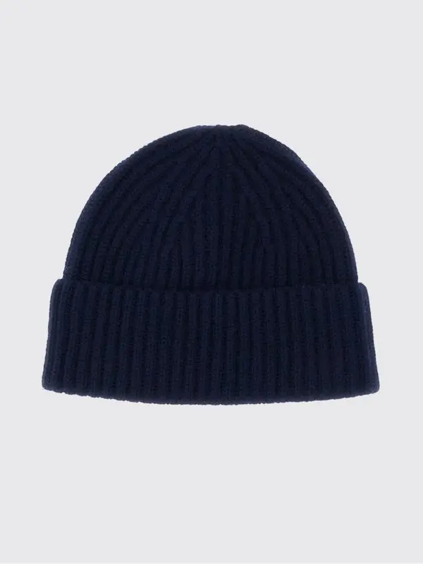 LISA YANG Ribbed 100% Cashmere Beanie Hat With Turn-up Cuff - Blue
