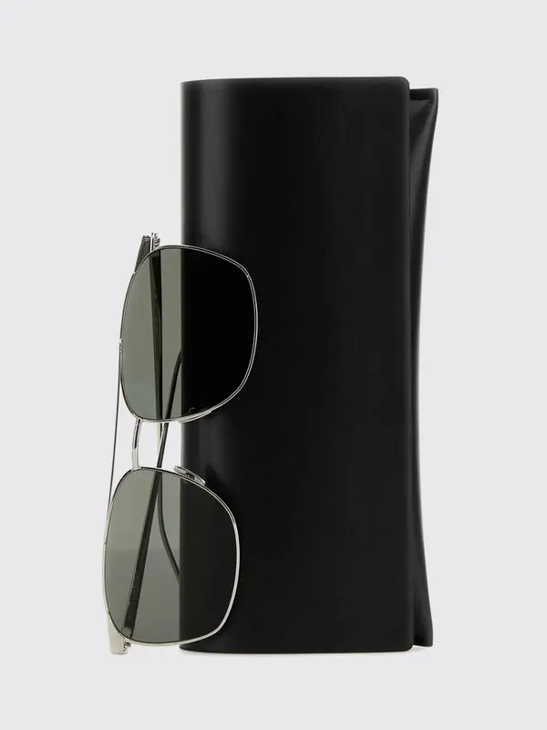Saint Laurent Square Metal Sunglasses With Engraved Logo And Dark Lenses
