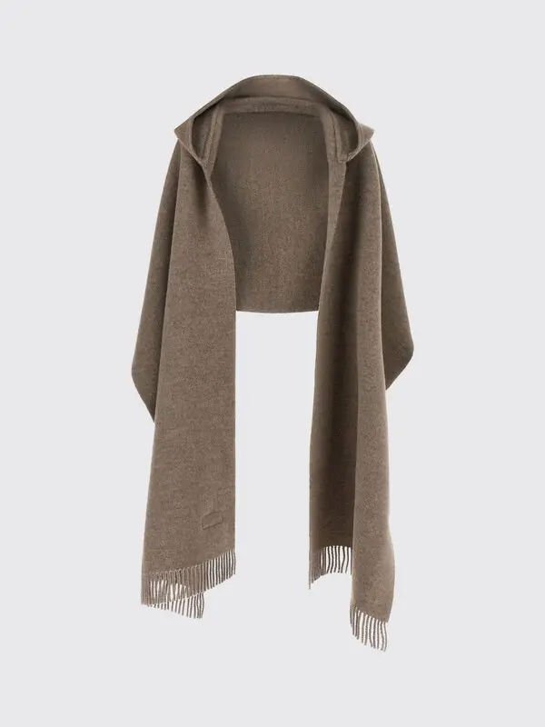 Brunello Cucinelli Long Hooded Wool And Cashmere Cape With Fringes - Brown