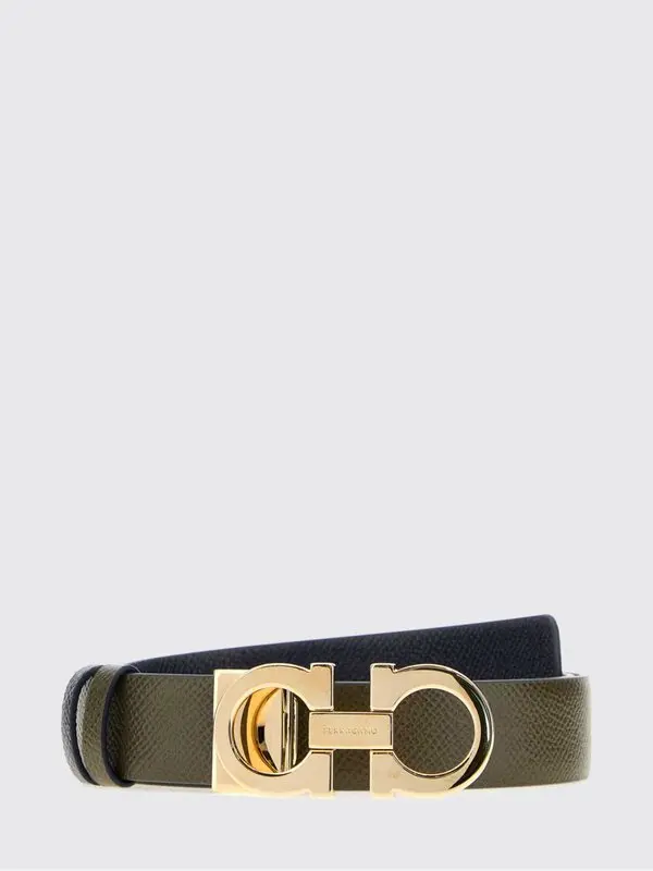 FERRAGAMO Gancini Buckle Hammered Leather Belt