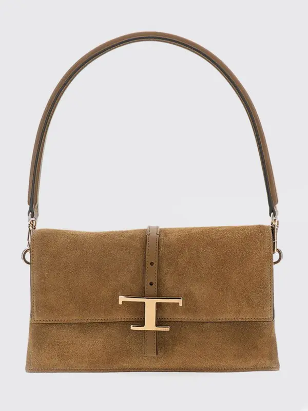 TOD'S Small Flap T Timeless Shoulder Bag In Calfskin Leather - Beige