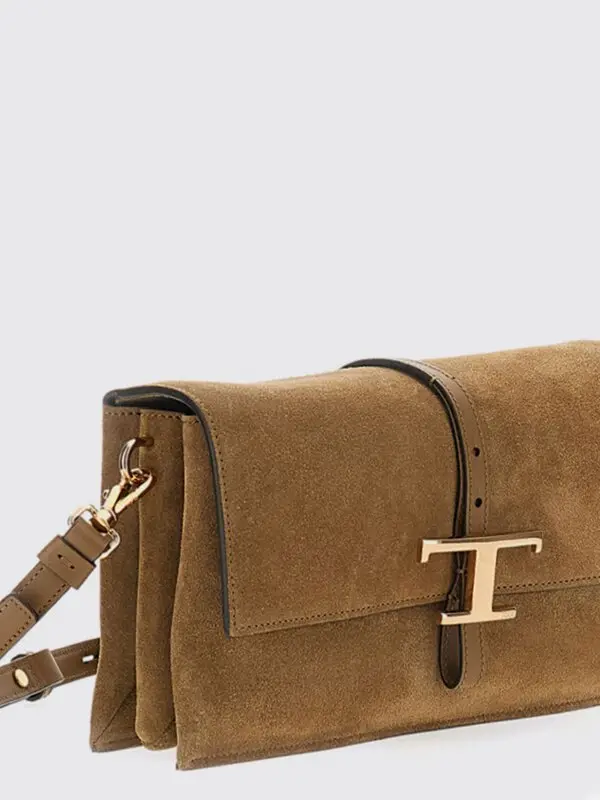 TOD'S Small Flap T Timeless Shoulder Bag In Calfskin Leather - Beige