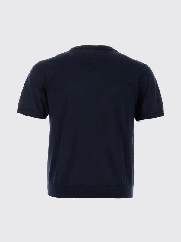 Versace Short-sleeved Wool Crewneck Sweater With Contrast Tipping