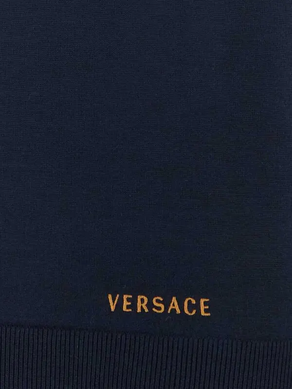 Versace Short-sleeved Wool Crewneck Sweater With Contrast Tipping