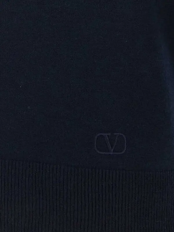 Valentino Garavani Slim Fit Crewneck Sweater In 100% Virgin Wool - Navy
