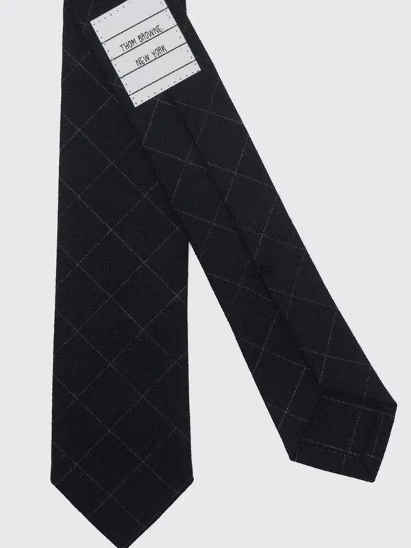 Thom Browne Check Pattern Wool And Cotton Blend Tie