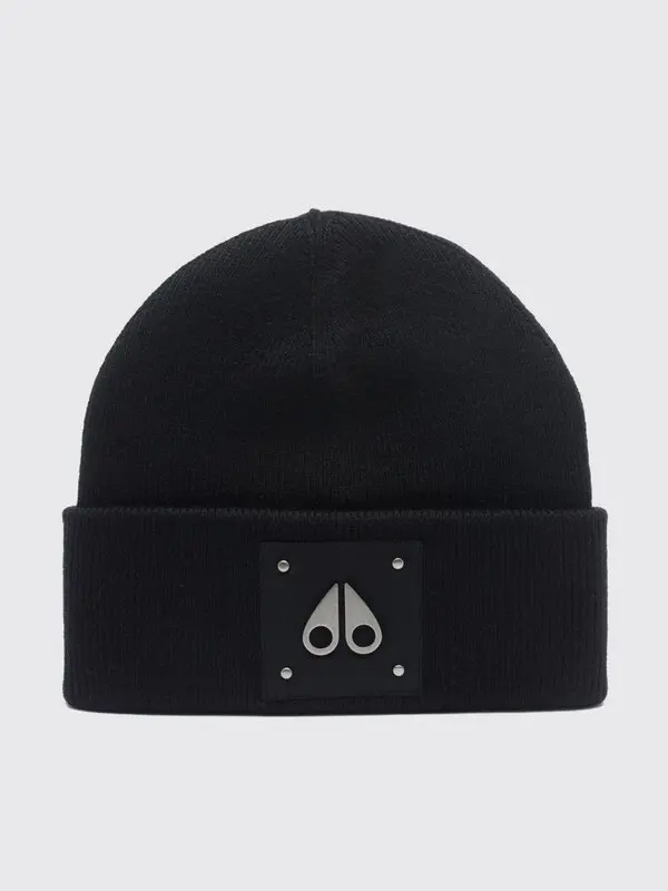 Moose Knuckles Pure Wool Beanie With Cuffed Brim And Logo Patch