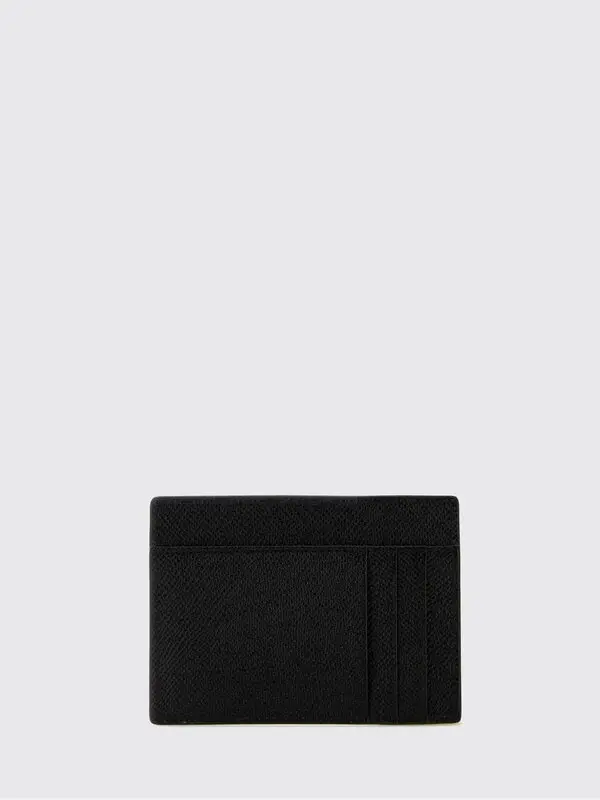 Dolce & Gabbana Grained Calfskin Flat Card Holder With Logo Plaque