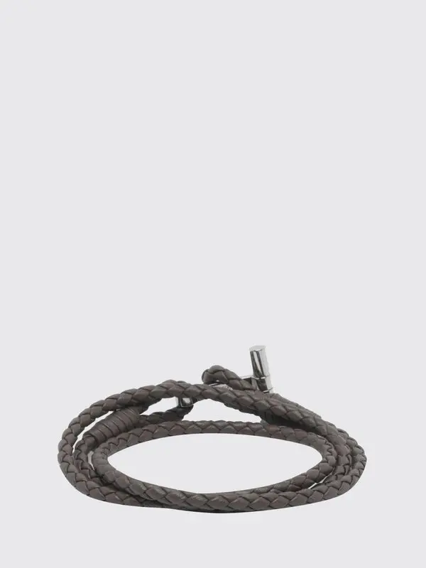 TOM FORD Multi-strand Woven Calfskin Leather Bracelet With Logo - Grey