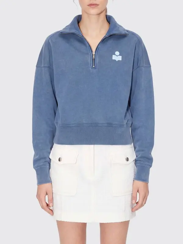 Isabel Marant Étoile High-neck Sweatshirt In Cotton With Half-zip - Blue