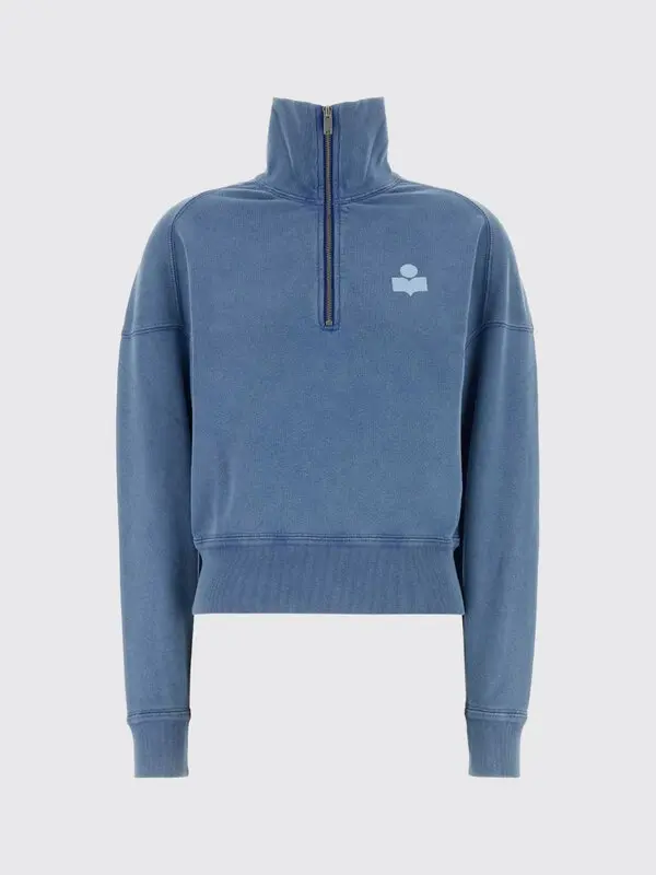 Isabel Marant Étoile High-neck Sweatshirt In Cotton With Half-zip - Blue