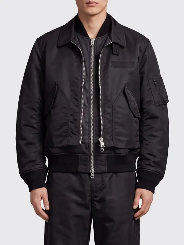 Sacai Windproof Nylon And Cotton Bomber Jacket With Classic Collar And Flap Pockets