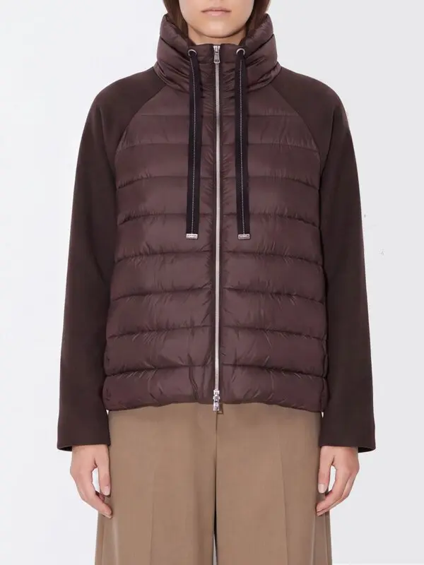 Herno Short Quilted Nylon Down Jacket With Funnel Neck - Brown