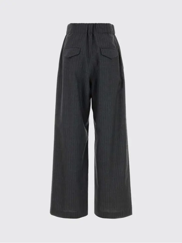 JIL SANDER Striped Wool Palazzo Pants With High Logo Waistband