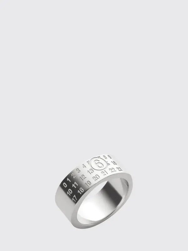 MAISON MARGIELA Engraved Logo Band Ring In Chrome-plated Brass