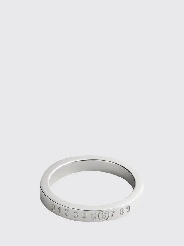 MAISON MARGIELA Engraved Numeric Logo Band Ring In Chrome-plated Brass - Silver