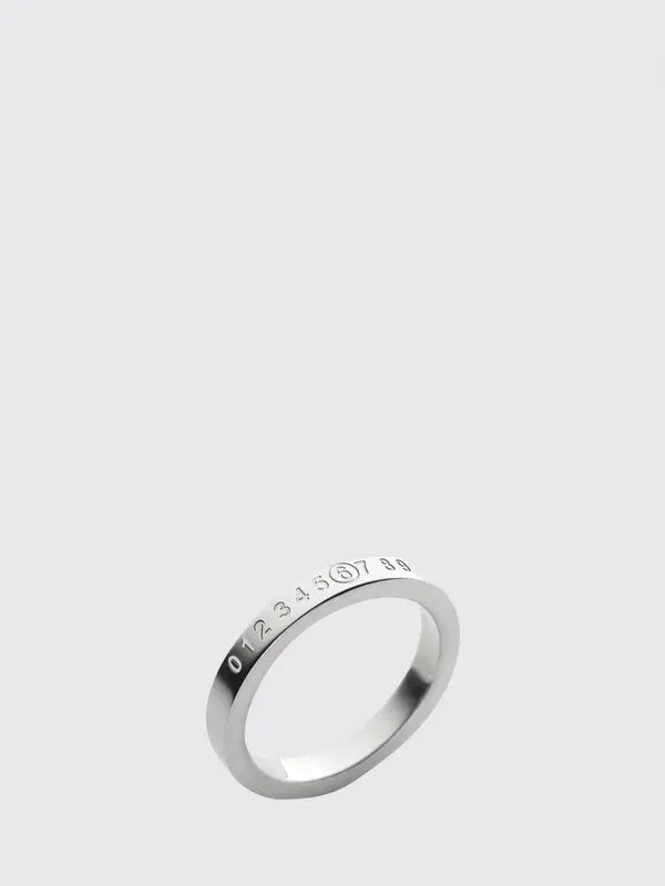 MAISON MARGIELA Engraved Numeric Logo Band Ring In Chrome-plated Brass