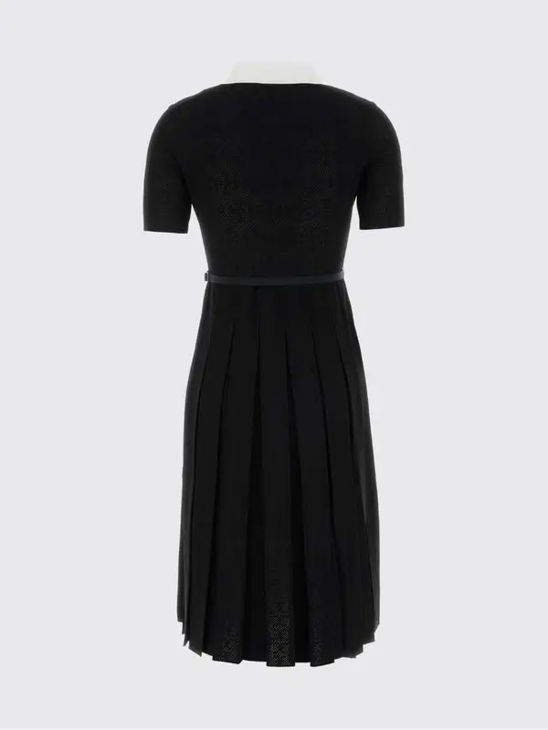 Tory Burch Pleated Knit Midi Shirt Dress With Belt