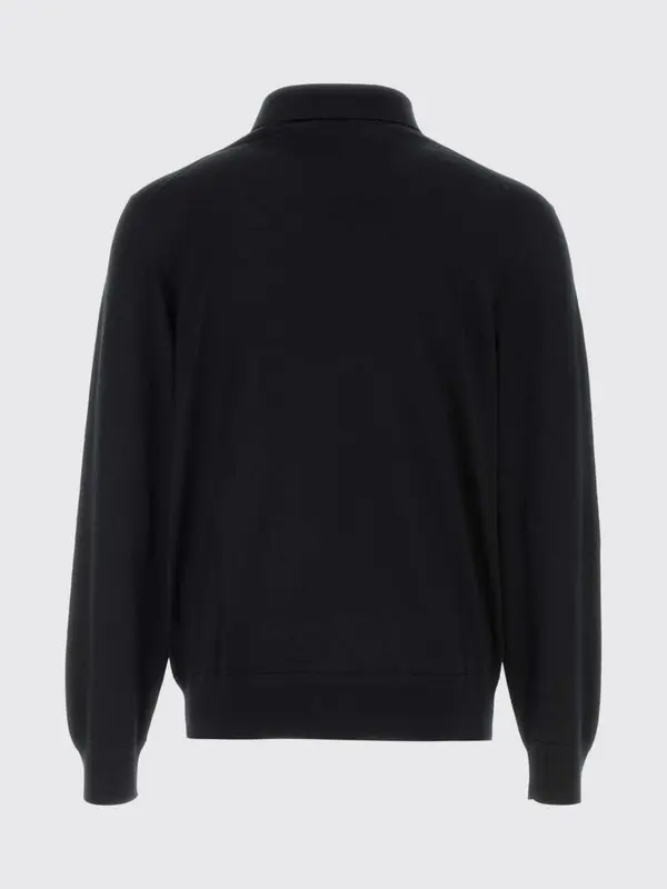 TOM FORD Long-sleeved Wool Knit Polo Shirt With Ribbed Trims