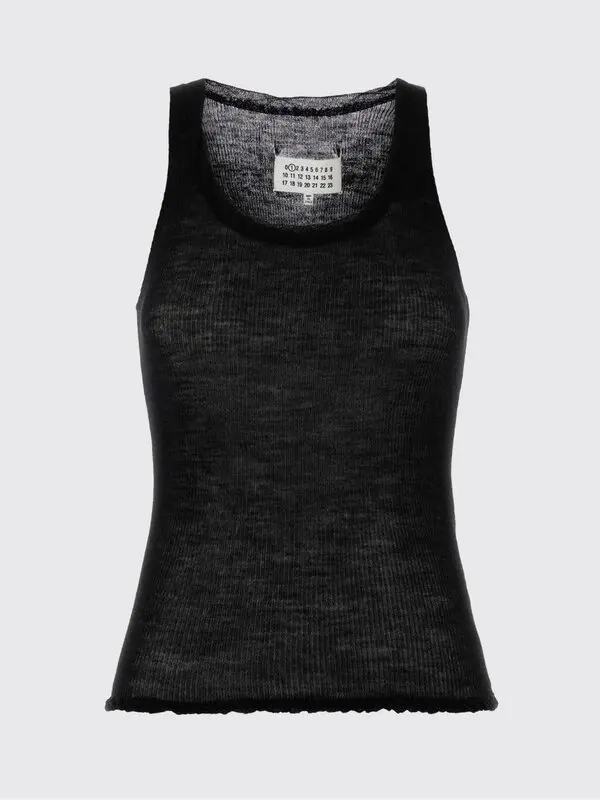 MAISON MARGIELA Sleeveless Wool U-neck Slim Fit Top