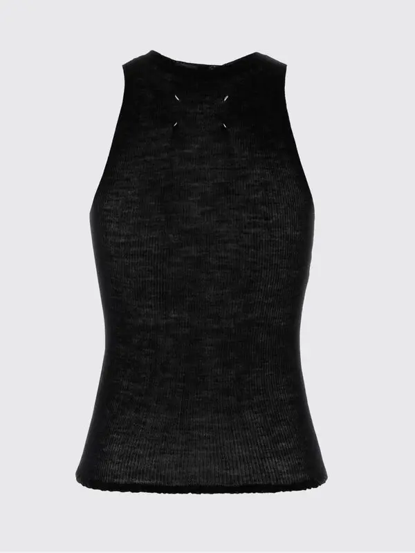 MAISON MARGIELA Sleeveless Wool U-neck Slim Fit Top