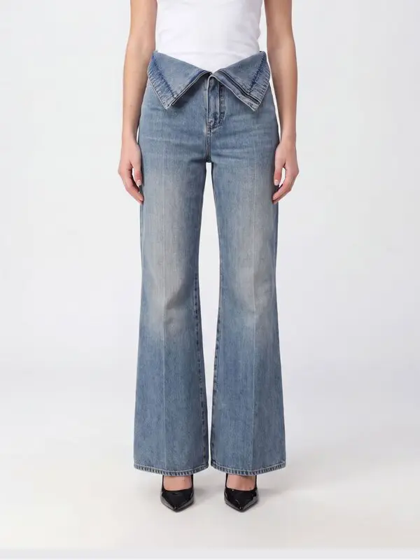 Alexander McQueen High-waisted Flared Jeans In Cotton Denim With Distressed Effect