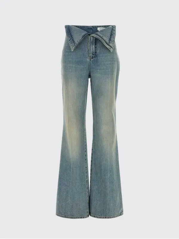 Alexander McQueen High-waisted Flared Jeans In Cotton Denim With Distressed Effect