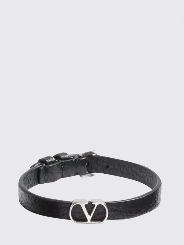 Valentino Garavani Vlogo Signature Bracelet In Smooth Calfskin Leather With Buckle - Black