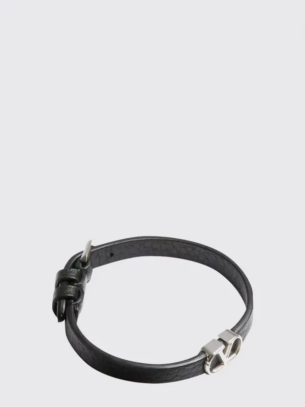 Valentino Garavani Vlogo Signature Bracelet In Smooth Calfskin Leather With Buckle - Black