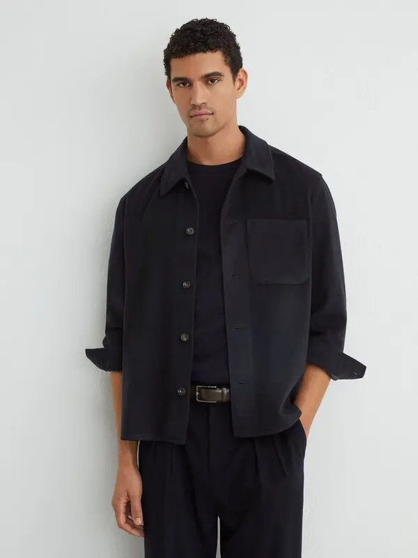 REISS Brushed Wool-blend Patch-pocket Overshirt