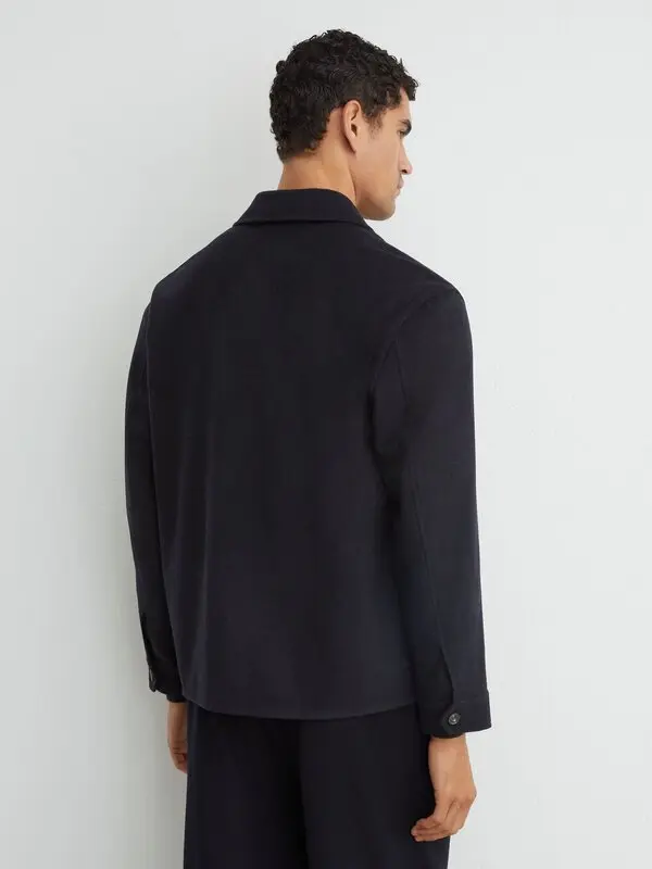 REISS Brushed Wool-blend Patch-pocket Overshirt